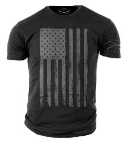 grunt style america patriotic flag men’s shirt, color grey, size l