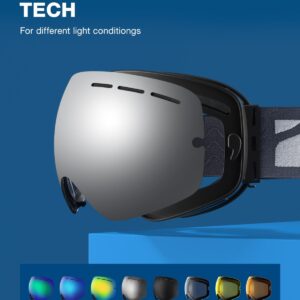 ZIONOR X Ski Snowboard Snow Goggles OTG Design for Men & Women with Spherical Detachable Lens UV Protection Anti-Fog