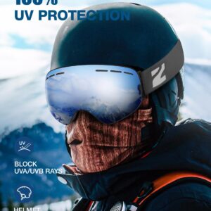 ZIONOR X Ski Snowboard Snow Goggles OTG Design for Men & Women with Spherical Detachable Lens UV Protection Anti-Fog