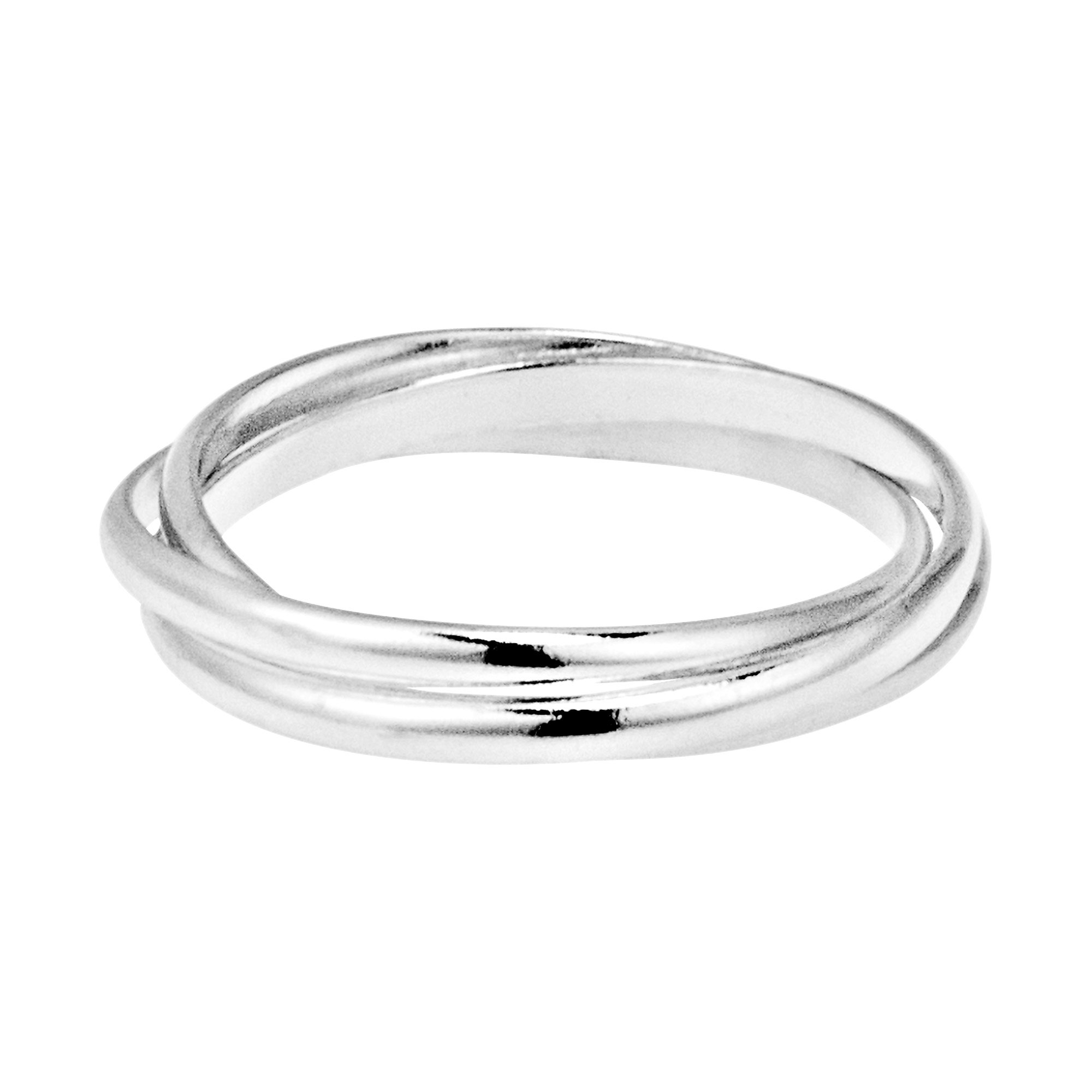 AeraVida Interconnected Trinity Band .925 Sterling Silver Ring | Elegant Wedding Rings for Women | Casual Comfort Fit Silver Rings for Women | Couple Unisex Ring | Sterling Silver Rings Sizes (13)