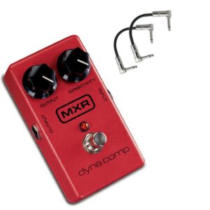 mxr m102 dyna comp compact guitar compression pedal with output and sensitivity knobs bundle with 2 patch cables