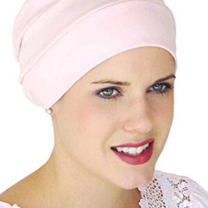 Headcovers Unlimited Three Seam Cotton Sleep Cap-Caps for Women with Chemo Cancer Hair Loss Pink Blush