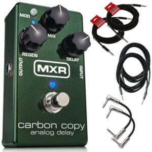 dunlop m169 mxr carbon copy analog delay guitar effect pedal m169 with 2 patch cables, 2 10 ft instrument cables, and 2 18 ft cables