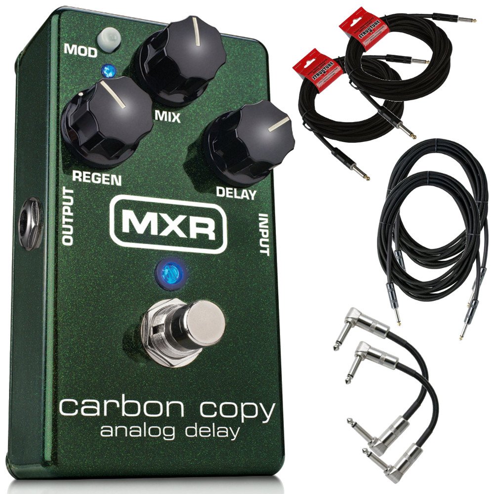 Dunlop M169 MXR Carbon Copy Analog Delay Guitar Effect Pedal M169 with 2 patch cables, 2 10 ft instrument cables, and 2 18 ft cables