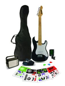 rockwood 6 string electric guitar pack, right, 3/4 size (rweb)