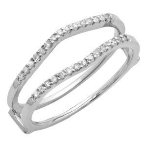 dazzlingrock collection round white diamond wedding enhancer ring for women (0.18 ctw) in white gold, size 8