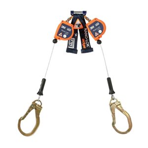 3m dbi-sala nano-lok edge twin-leg quick connect fall protection self retracting lifeline srl - cable construction 3500227, orange, 8 ft. (2.4 m), 1 ea