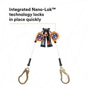 3M DBI-SALA Nano-Lok edge Twin-Leg Quick Connect Fall Protection Self Retracting Lifeline SRL - Cable Construction 3500227, Orange, 8 ft. (2.4 m), 1 EA