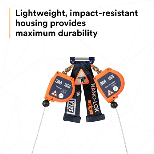 3M DBI-SALA Nano-Lok edge Twin-Leg Quick Connect Fall Protection Self Retracting Lifeline SRL - Cable Construction 3500227, Orange, 8 ft. (2.4 m), 1 EA