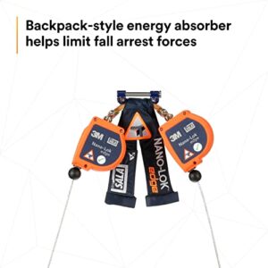 3M DBI-SALA Nano-Lok edge Twin-Leg Quick Connect Fall Protection Self Retracting Lifeline SRL - Cable Construction 3500227, Orange, 8 ft. (2.4 m), 1 EA