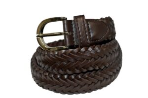 lb leatherboss braided casual brown leather belt (s 30"-32")