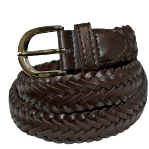 LB LEATHERBOSS Braided Casual Brown Leather Belt (S 30"-32")