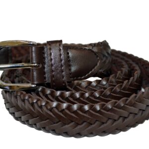 LB LEATHERBOSS Braided Casual Brown Leather Belt (S 30"-32")