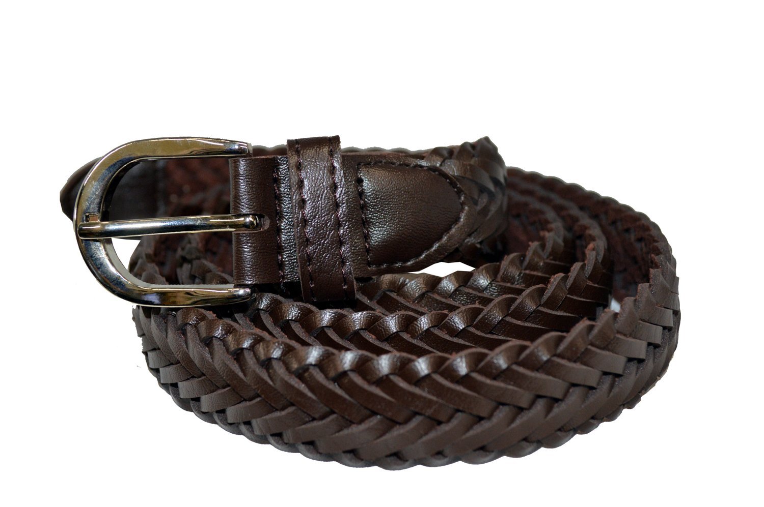 LB LEATHERBOSS Braided Casual Brown Leather Belt (S 30"-32")