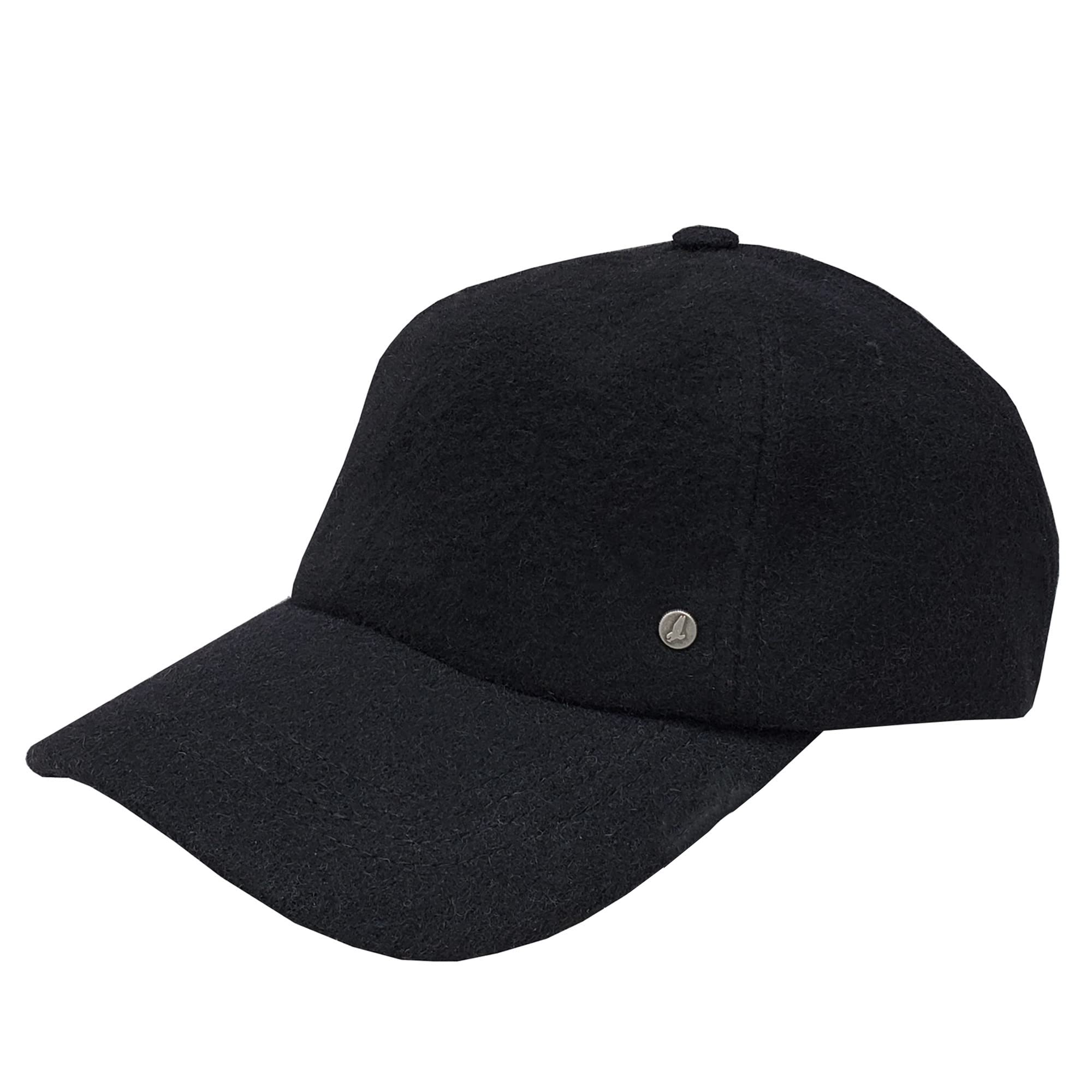 Emstate Melton Wool Baseball Cap Buckle Back Made in USA (8 Colors) (Black)