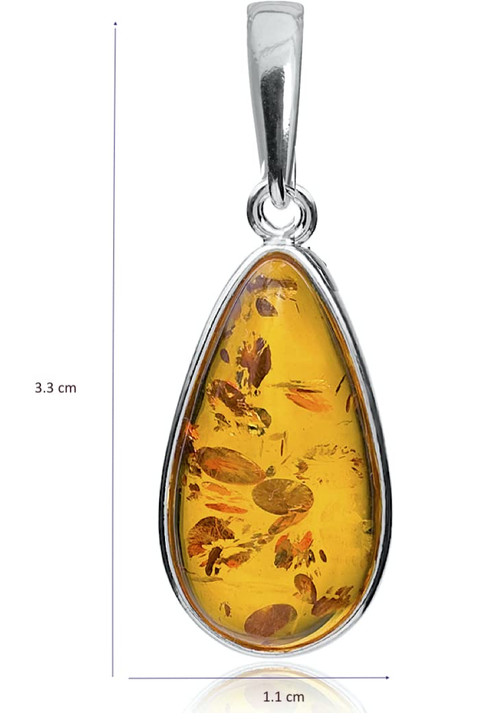 Ian and Valeri Co. Amber Sterling Silver Classic Pendant Necklace 18 Inches