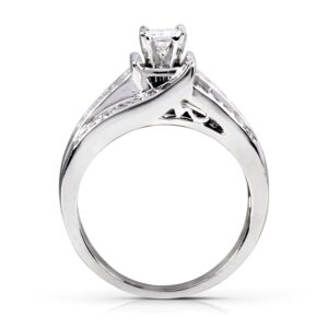 Kobelli Princess Diamond Wedding Ring Set 1 Carat (ctw), 14K White Gold, Size 7