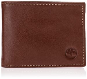 timberland men's leather passcase trifold wallet hybrid, cognac (hundson), one size