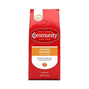 community coffee golden caramel flavored 12 ounces, medium roast ground coffee, 12 ounce bag (pack of 1)