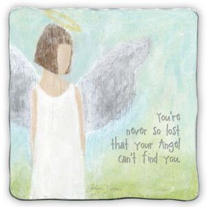 cathedral art sim141 angel saying art metal square plaque, 5-inch