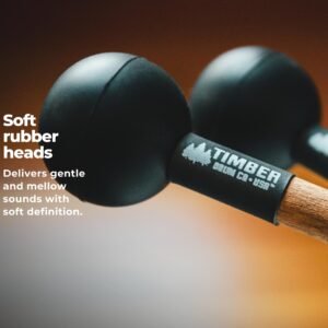 Timber Drum Co. Soft Rubber Percussion Mallets for Tongue Drum or Keyboard Music, Birch Handles 15.25"