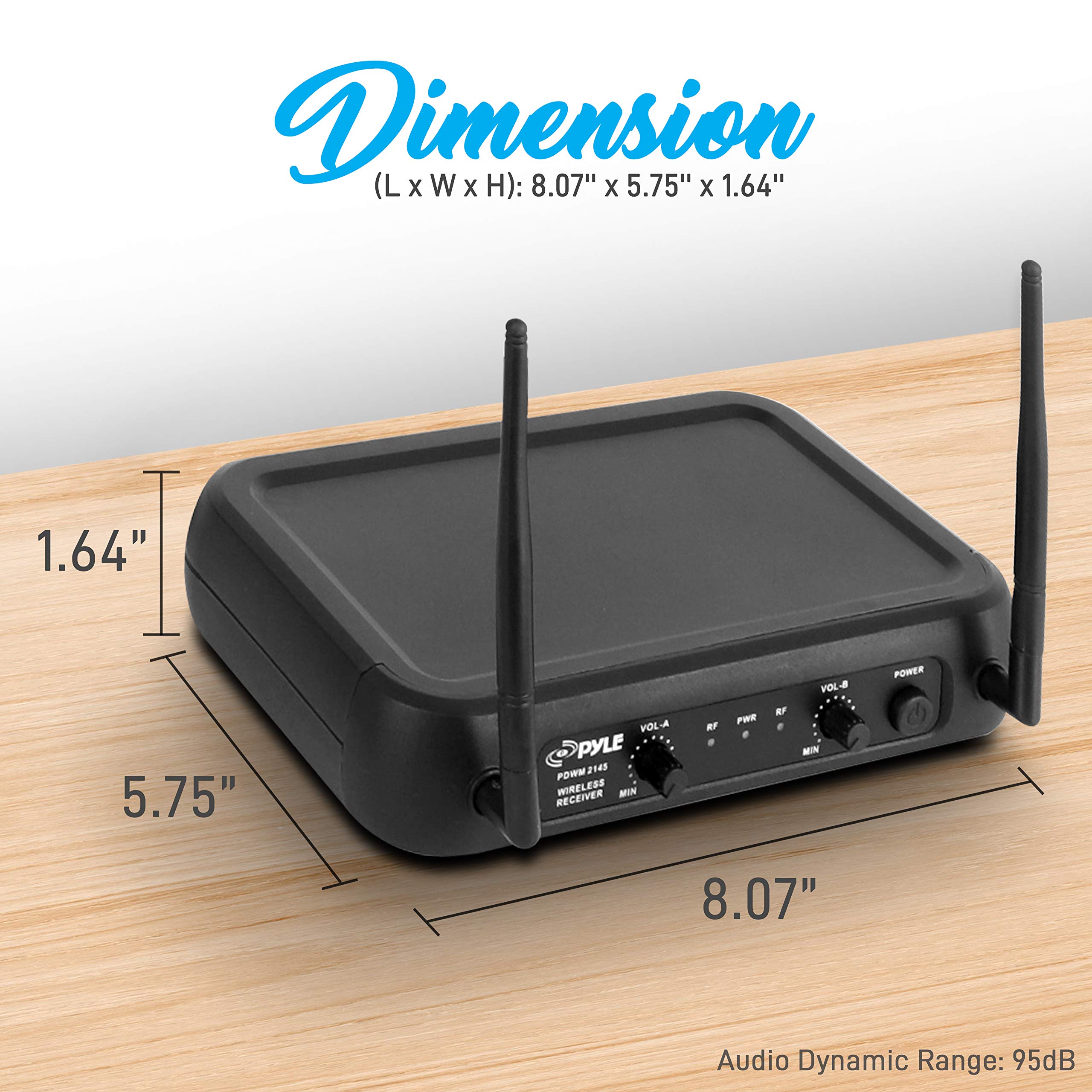 Pyle Dual Channel Wireless Microphone System - VHF Fixed Dual Frequency Wireless Mic Receiver Set with 2 Lavalier, 2 Headset Mics, 2 Transmitter, Receiver - For PA, Karaoke, Dj Party - Pyle PDWM2145