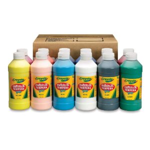 crayola artista ii washable liquid tempera paint, set of 12, 16oz , assorted colors (54-8216)