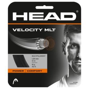 head velocity mlt tennis racket string 40' set multifilament racquet string - black, 16 gauge