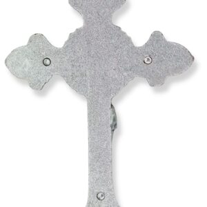 Bulk Pack of 5 - Large Flared Sunburst Fleur-De-Lis Crucifix Rosary Part - 2 1/8" Italian Silver Oxidized Finish Cross for Rosary Making Rosary Making Supplies, Made in Italy