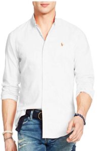 polo ralph lauren men's standard-fit chambray oxford, white, x-large