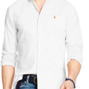 Polo Ralph Lauren Men's Standard-Fit Chambray Oxford, White, X-Large