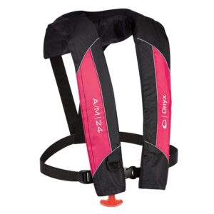 1 - onyx a/m-24 automatic/manual inflatable pfd life jacket - pink