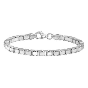 4.5mm solid .925 sterling silver square box chain bracelet, 9 inches