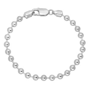 5mm solid .925 sterling silver military ball chain bracelet, 8 inches