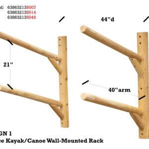 2 Place Wall Mount Log Kayak and Canoe Rack Canyon Brown