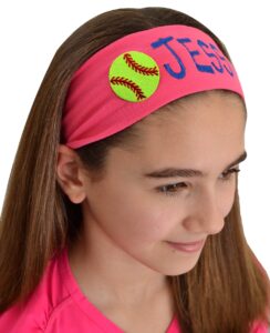 funny girl designs personalized embroidered softball patch cotton stretch headband your custom colors and player name