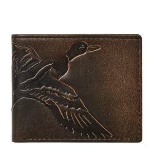 house of jack co. duck bifold wallet for men | outdoor sportsman mens wallet | hand burnished full grain leather | slim wallet | duck hunter gift