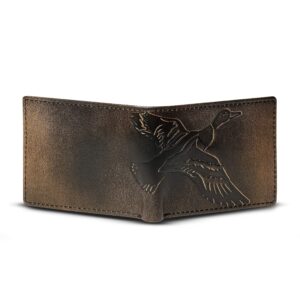 House of Jack Co. DUCK Bifold Wallet For Men | Outdoor Sportsman Mens Wallet | Hand Burnished Full Grain Leather | Slim Wallet | Duck Hunter Gift