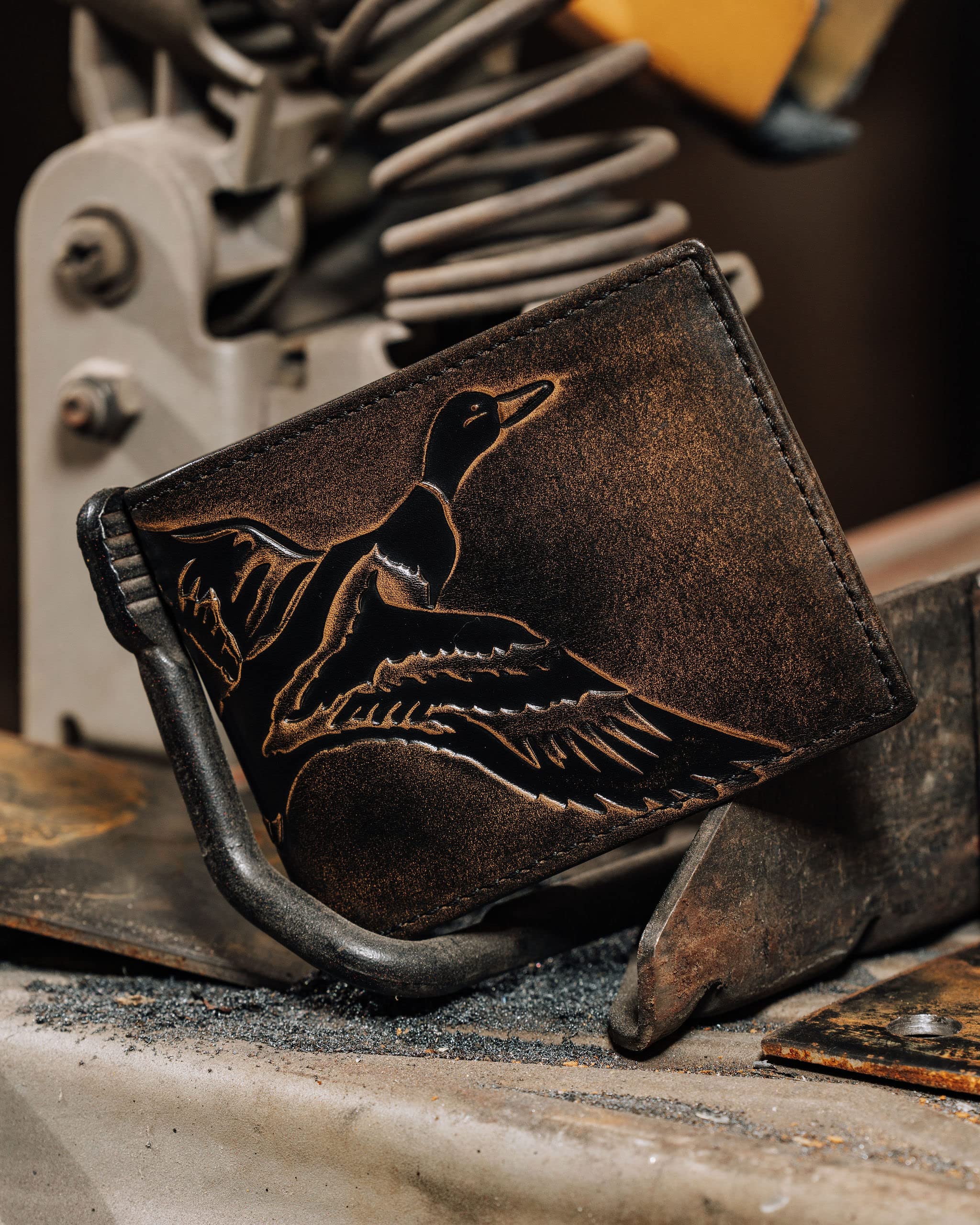 House of Jack Co. DUCK Bifold Wallet For Men | Outdoor Sportsman Mens Wallet | Hand Burnished Full Grain Leather | Slim Wallet | Duck Hunter Gift