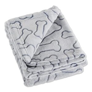 bone dry embossed bone print pet blanket, 36x48", gray