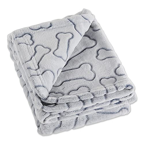 Bone Dry Embossed Bone Print Pet Blanket, 36x48", Gray