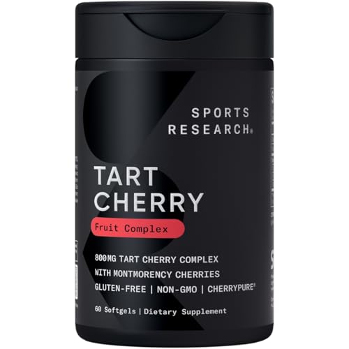 Sports Research Tart Cherry Concentrate - Made from Montmorency Tart Cherries - Non-GMO & Gluten Free (60 Liquid Softgels)