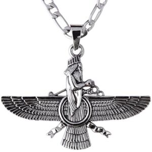 asoodehdelan medium silver pt farvahar necklace iranian persian art iran persia faravahar gift (18" chain)