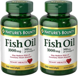 nature's bounty fish oil (odorless) 1000 mg, 240 softgels (2 x 120 count bottles)