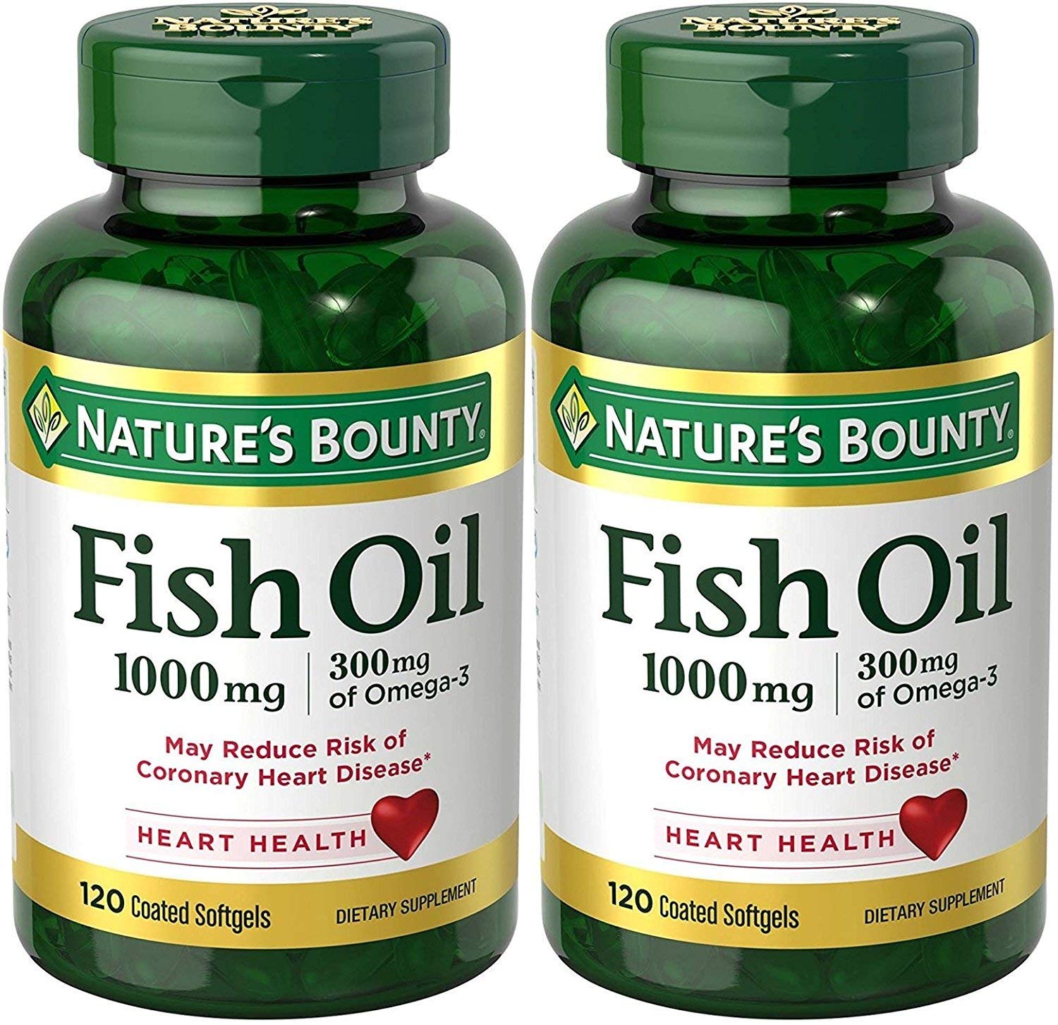 Nature's Bounty Fish Oil (Odorless) 1000 Mg, 240 Softgels (2 X 120 Count Bottles)