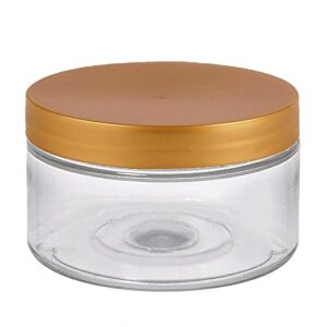 grand parfums 6 clear low profile 4 oz jars pet plastic empty cosmetic containers, copper caps, sugar scrub, powder, body cream, lotion, beads