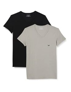 emporio armani men's 2 pack v-neck t-shirts, multicoloured, large