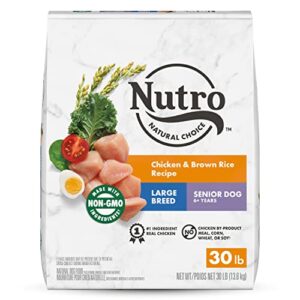 nutro natural choice large breed senior dry dog food, chicken & brown rice recipe dog kibble, 30 lb. bag