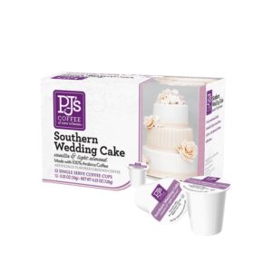 pj's coffee - wedding cake single serve cups, 12 count (pack of 1) - delectable southern flavor in convenient pods