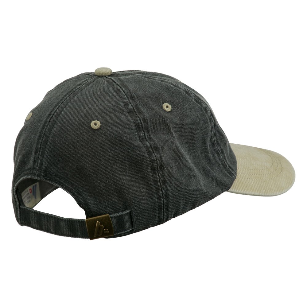 Wording of Grandpa Embroidered Washed Two Tone Cap - Black Khaki OSFM